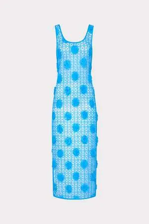 MILLY 3-d Crochet Midi Cover-up Dress - Blue