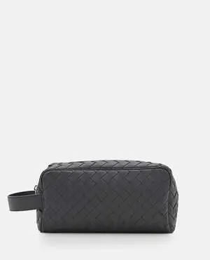 Bottega Veneta Woven Leather Toiletry Bag - Black