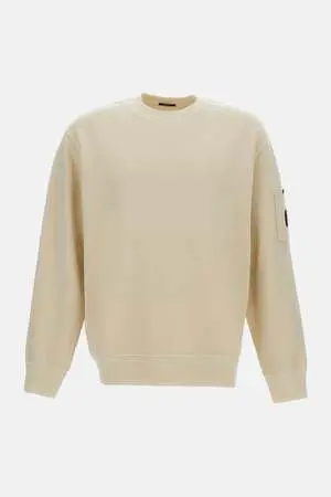 C.P. COMPANY Crewneck Sweatshirt With Lens Detail - Beige