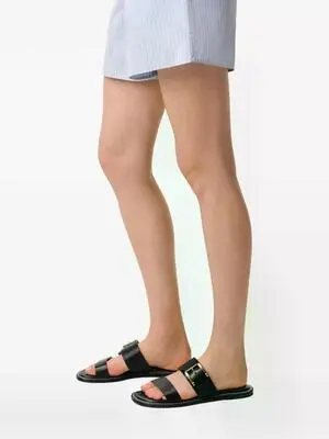 AMI Paris Cow Leather Buckle Sandals - Black