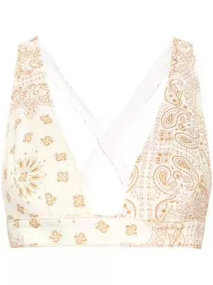 MC2 SAINT BARTH Bandana-print Denim Bralette Top - Neutrals