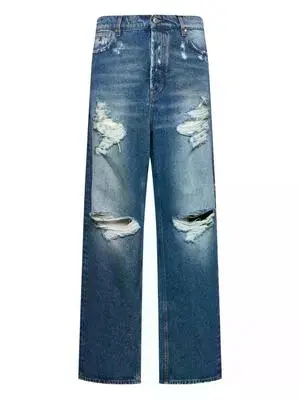 John Richmond Distressed Denim Jeans With Back Logo Print