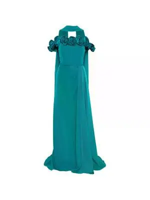 MARFIL BARCELONA Floral-appliqué Maxi Dress