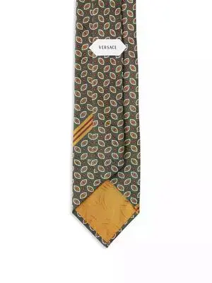 Versace Printed Jacquard Silk Tie - Green