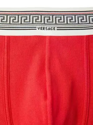 Versace Ribbed Cotton-jersey Trunks - Red