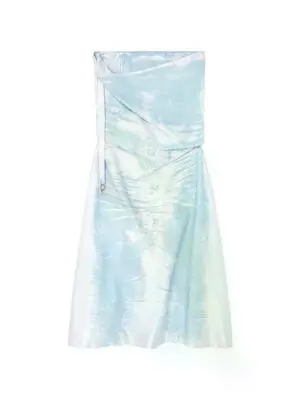 DIESEL® Strapless A-line Dress With Straps And Logo - White