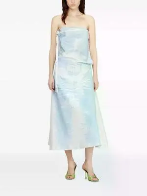 DIESEL® Strapless A-line Dress With Straps And Logo - White