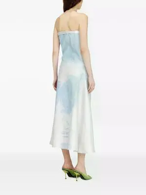 DIESEL® Strapless A-line Dress With Straps And Logo - White