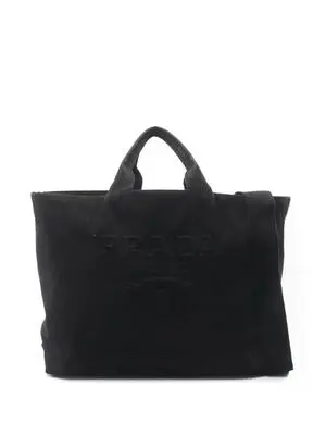 Prada 2010-2026 Canvas Drill Tote Bag - Black