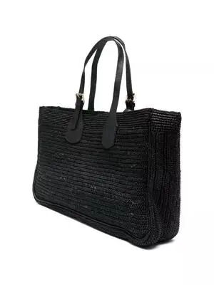 IBELIV Woven Top Handle Shoulder Bag - Black