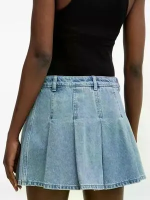Michael Kors Pleated Denim Mini Skirt