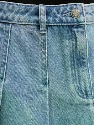 Michael Kors Pleated Denim Mini Skirt