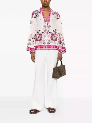 VIA MASINI 80 Linen Wide-leg Trousers