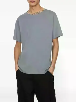 Burberry Check Trim Cotton T-shirt - Grey