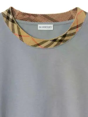 Burberry Check Trim Cotton T-shirt - Grey