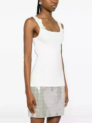 Versace Buckle-strap Ribbed Top - White