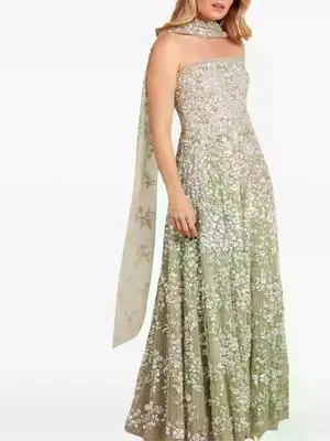NEEDLE & THREAD Dream Garland Strapless Floral-print Maxi Dress
