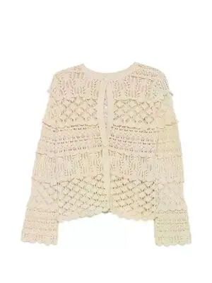 SEMICOUTURE Tiered Crochet Cardigan - Neutrals
