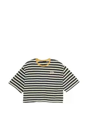 Bimba Y Lola Logo-embroidered Striped T-shirt - Black