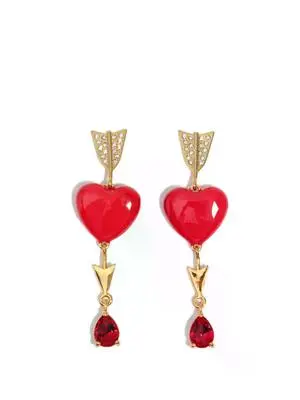 Bimba Y Lola Heart And Arrow Crystal Earrings - Gold