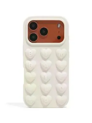 Bimba Y Lola Heart-embossed Iphone 17 Pro Phone Case - Neutrals