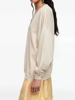 Bimba Y Lola Lace Trim V-neck Top - Neutrals