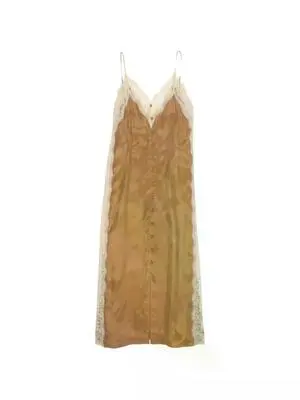 Bimba Y Lola Lace-trim Midi Dress - Neutrals