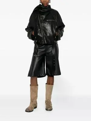 Rick Owens Scarf-detail Leather Jacket - Black