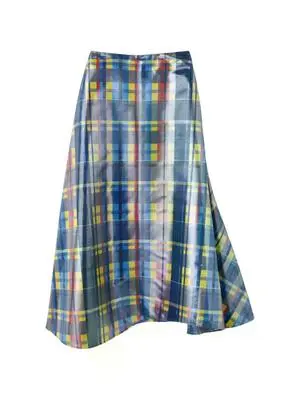 ENFOLD Checked Asymmetric Hem Skirt
