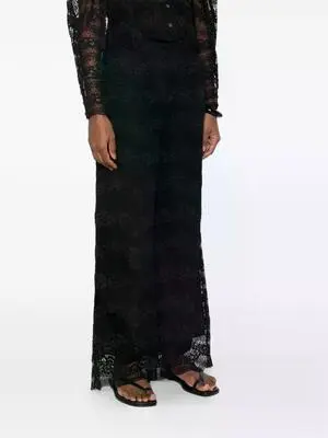 TWINSET Lace Wide Leg Trousers - Black