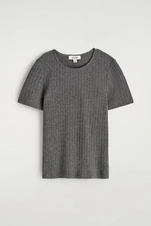 Cos Pointelle-knit T-shirt - Gray