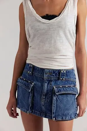 Free People We The Free Hera Studded Denim Mini Skirt