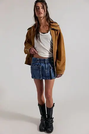 Free People We The Free Hera Studded Denim Mini Skirt