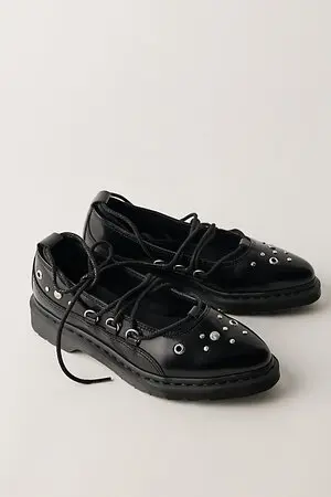 Dr. Martens Elphie Ii Hardware Wrap Leather Ballet Flats - Black