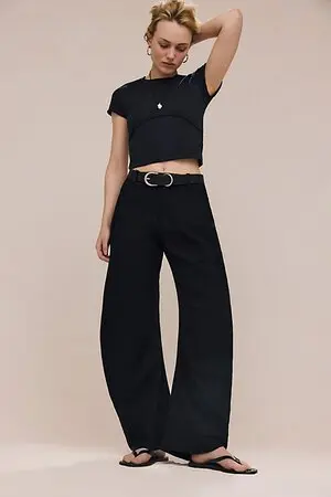 Free People Spotlight Menswear Barrel Trousers - Black