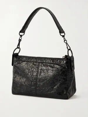 Balenciaga Le City Moto Mini Crinkled-leather Shoulder Bag