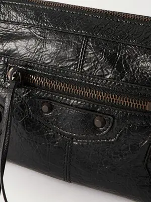 Balenciaga Le City Moto Mini Crinkled-leather Shoulder Bag