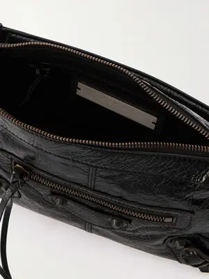 Balenciaga Le City Moto Mini Crinkled-leather Shoulder Bag