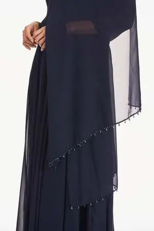 Sachin & Babi Emmy Blue Embellished Silk Chiffon Scarf - Midnight
