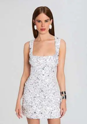 Retrofete Sadlyn Sequin Mini Dress - White