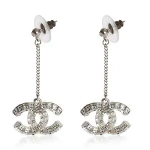 CHANEL 2021 Strass CC Drop Earrings