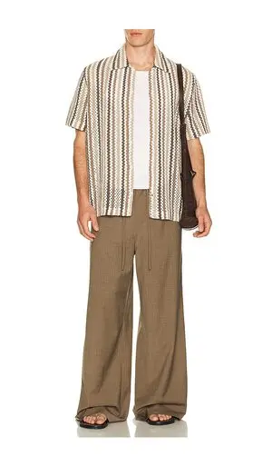 Vince Beach Stripe Short Sleeve Shirt In . Also - Brown