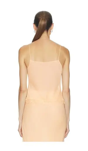 HELSA Viscose Satin Cami With Lace - Beige