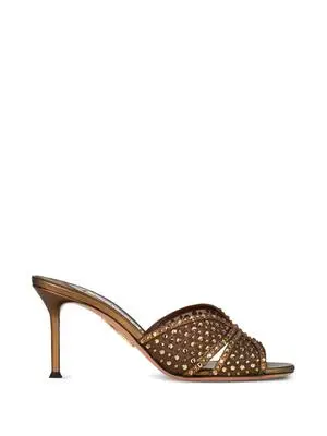AQUAZZURA Embellished Open Toe Sandals - Brown