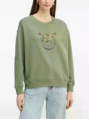 Pinko Beaded-logo Sweatshirt - Green