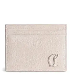 CHRISTIAN LOUBOUTIN Mooncrest Leather Card Holder - Beige