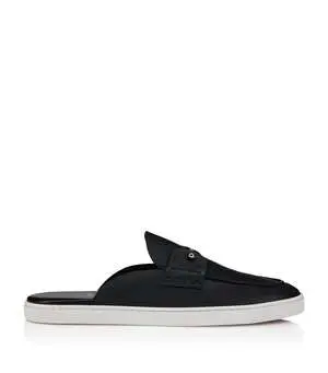 CHRISTIAN LOUBOUTIN Chanme Flat Leather Slides - Black