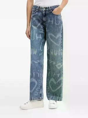 Hugo Gamala Printed Denim Jeans - Blue