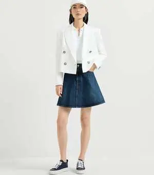 Brunello Cucinelli Cotton-paper Yarn Cropped Blazer
