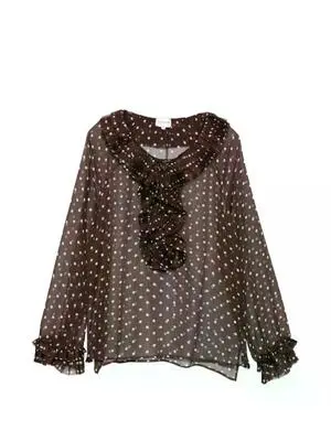 P.a.r.o.s.h Ruffled Polka-dot Blouse - Brown